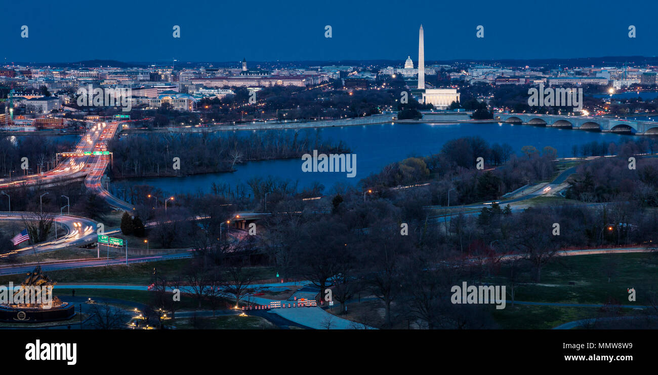 MARCH 26, 2018 - ARLINGTON, VA - WASH D.C. - Aerial view of Washington ...