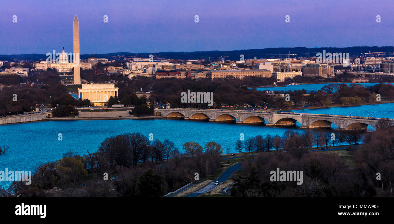 MARCH 26, 2018 - ARLINGTON, VA - WASH D.C. - Aerial view of Washington ...
