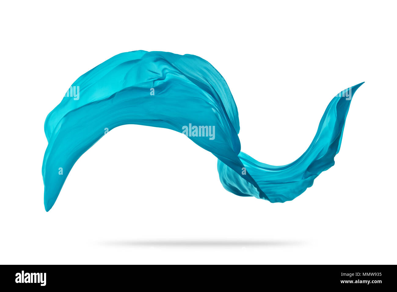 Piece of flying blue cloth isolated on white background. High ...