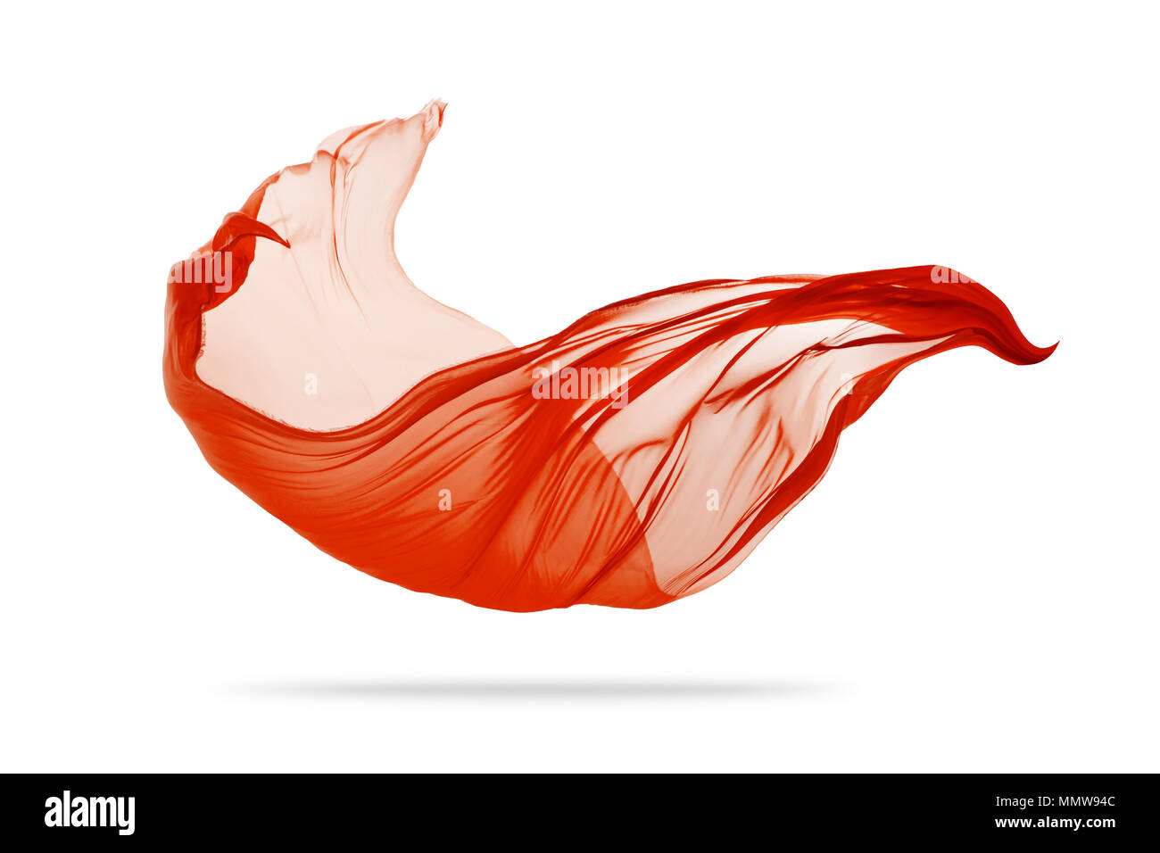 Piece of flying white cloth isolated on white background. High ...