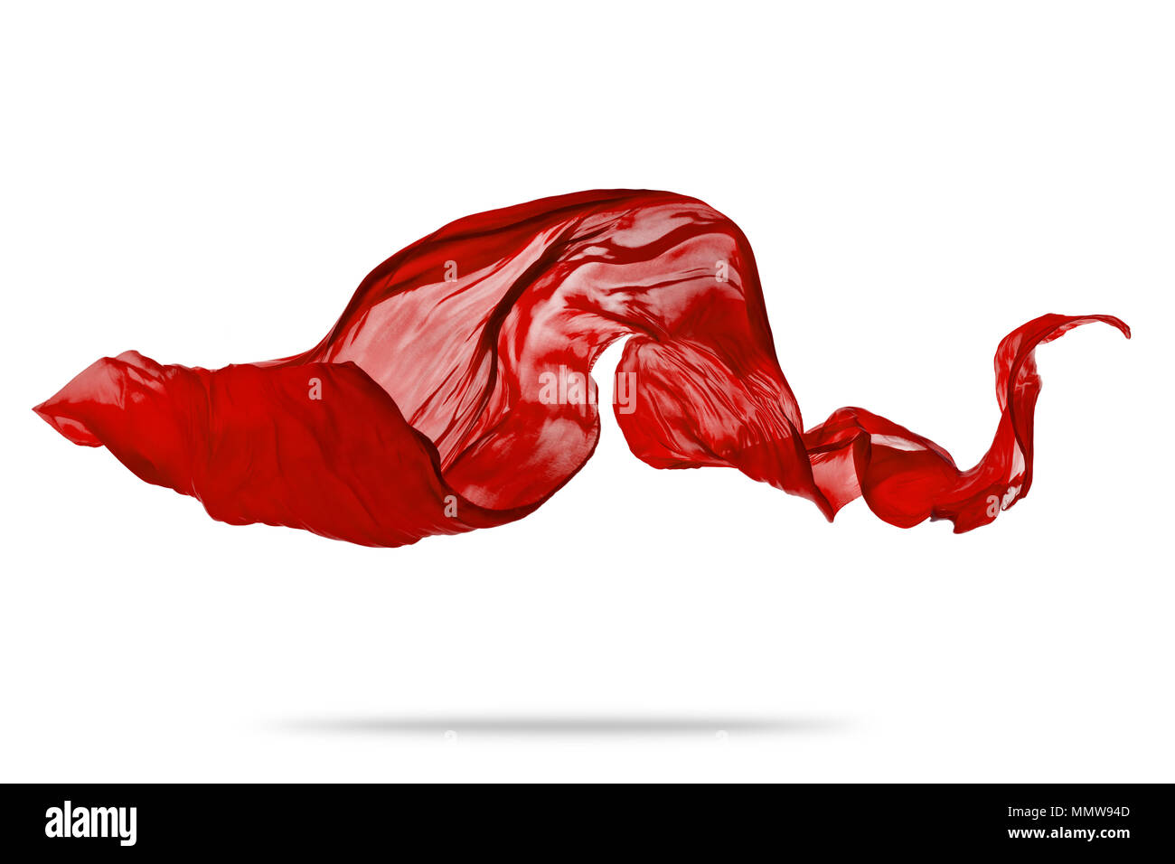 Piece of flying white cloth isolated on white background. High ...