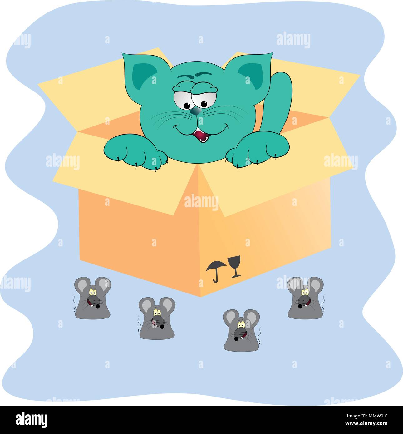 Cat sitting in box Stock Vector Images - Alamy