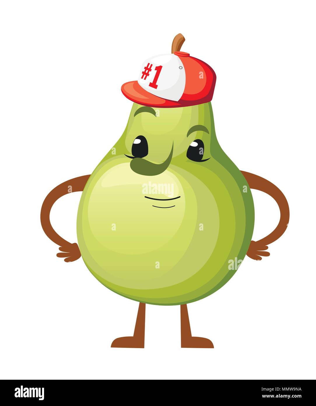 Cartoon Illustration of a Pear. Cute fruit mascot. Jumping pear with ...