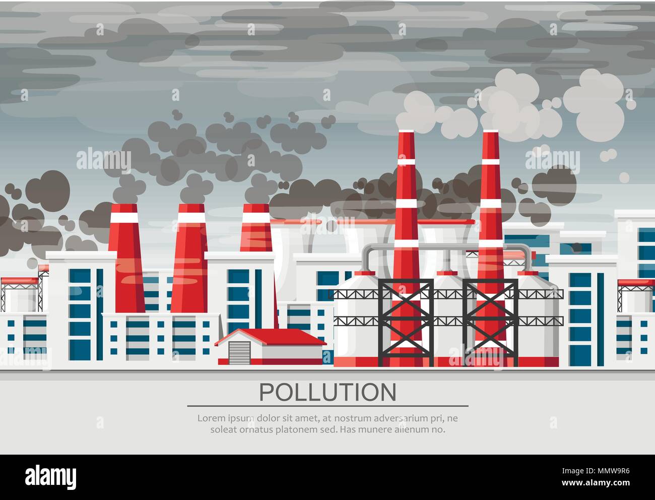 Factories with smoke pipes. Environmental pollution problem. Earth ...