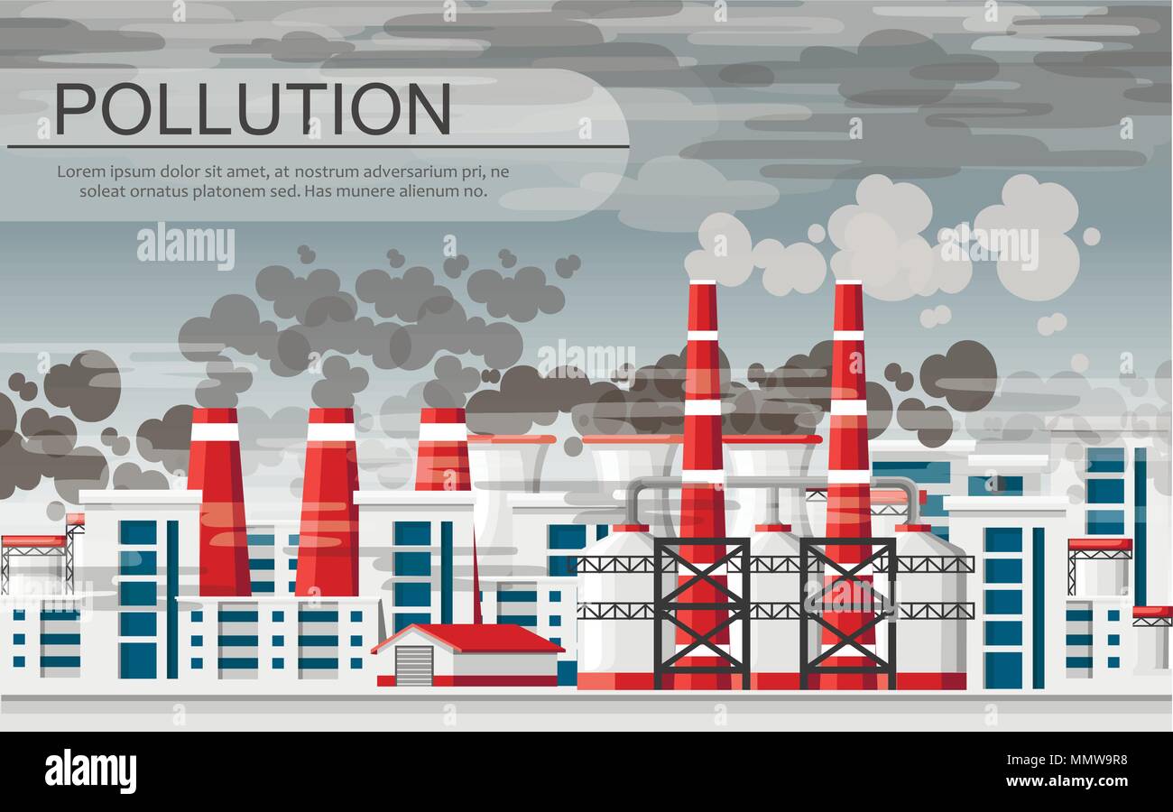 Factories with smoke pipes. Environmental pollution problem. Earth ...