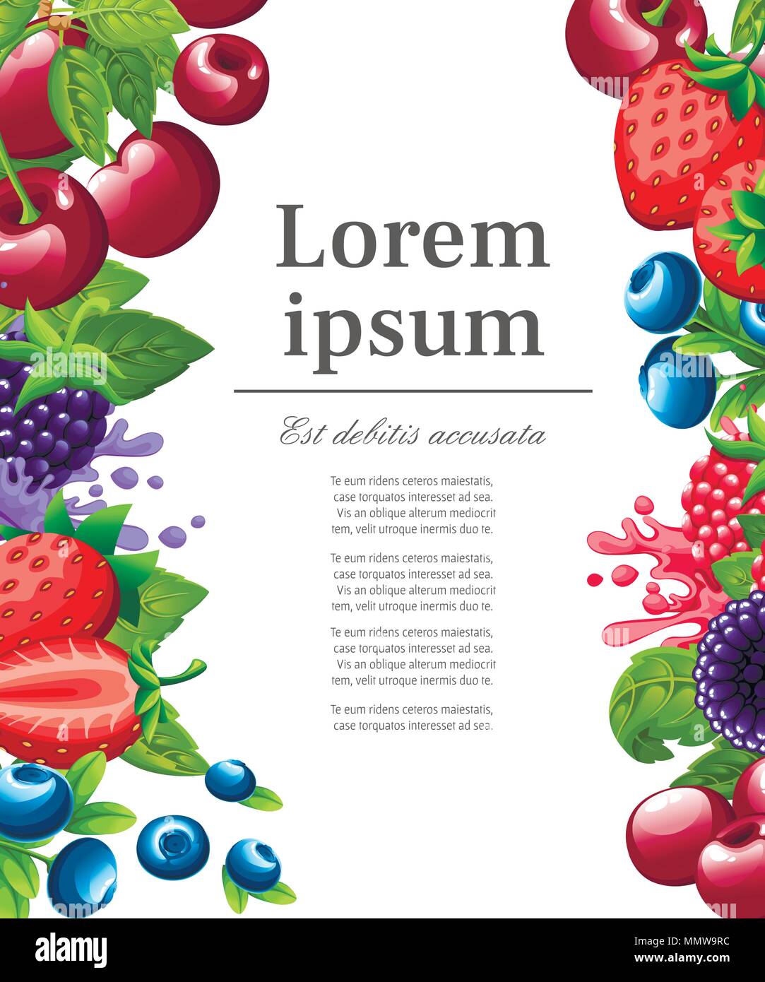 Pattern of sweet berries. Illustration with strawberry, cherry ...