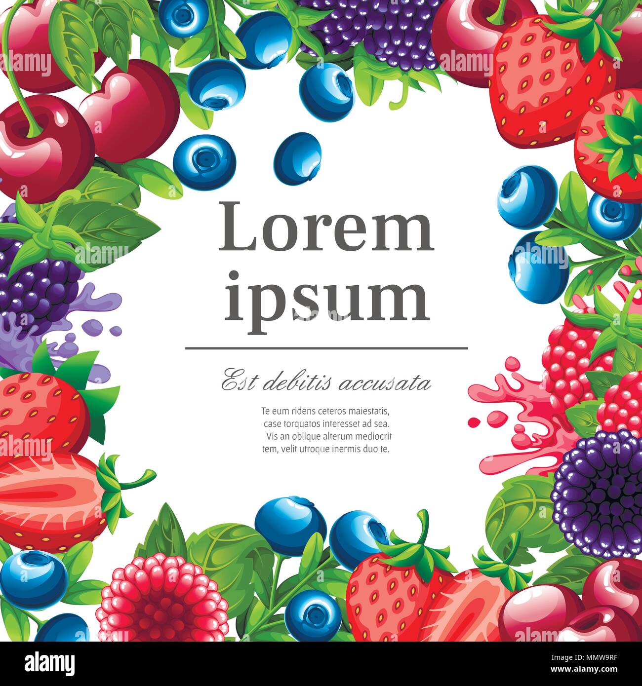 Pattern of sweet berries. Illustration with strawberry, cherry ...