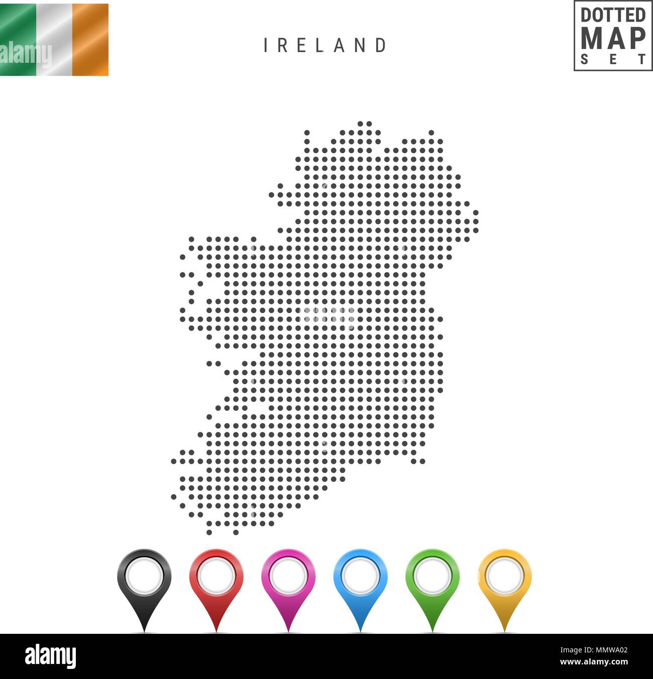 Vector Dotted Map of Ireland. Simple Silhouette of Ireland. National ...