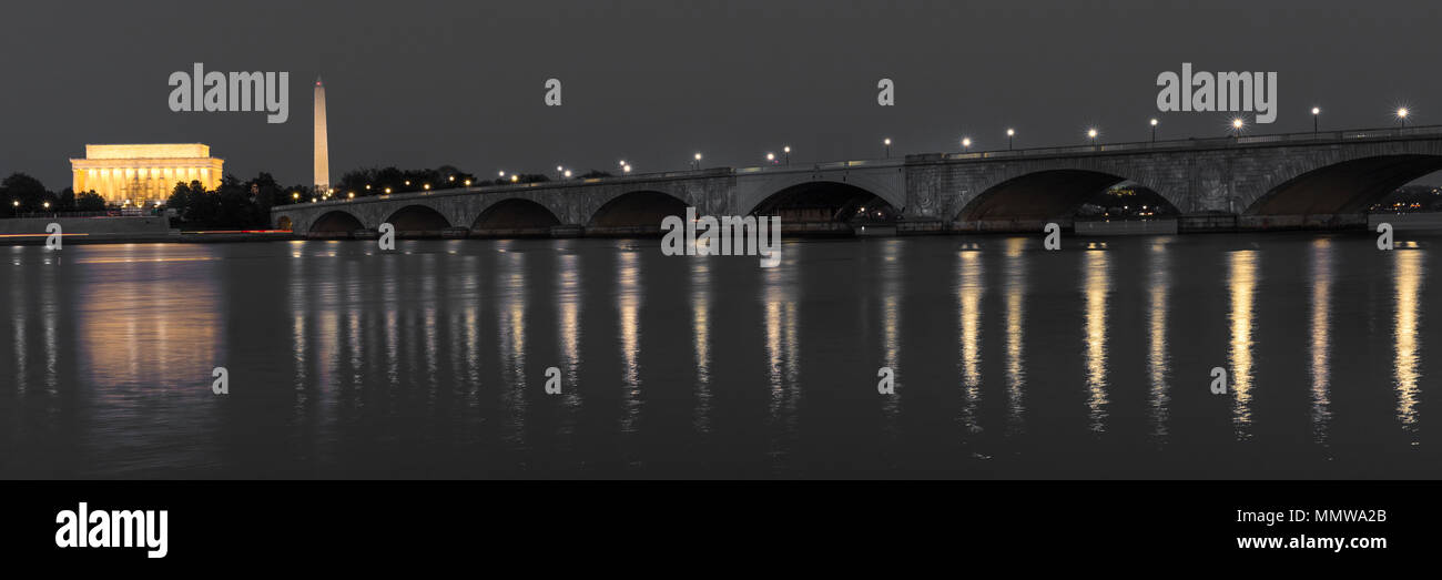 APRIL 10, 2018 - WASHINGTON D.C. - Memorial Bridge at dusk spans ...