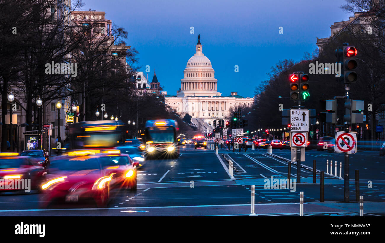 APRIL 11, 2018 WASHINGTON D.C. - Pennsylvania Ave to US Capitol with ...
