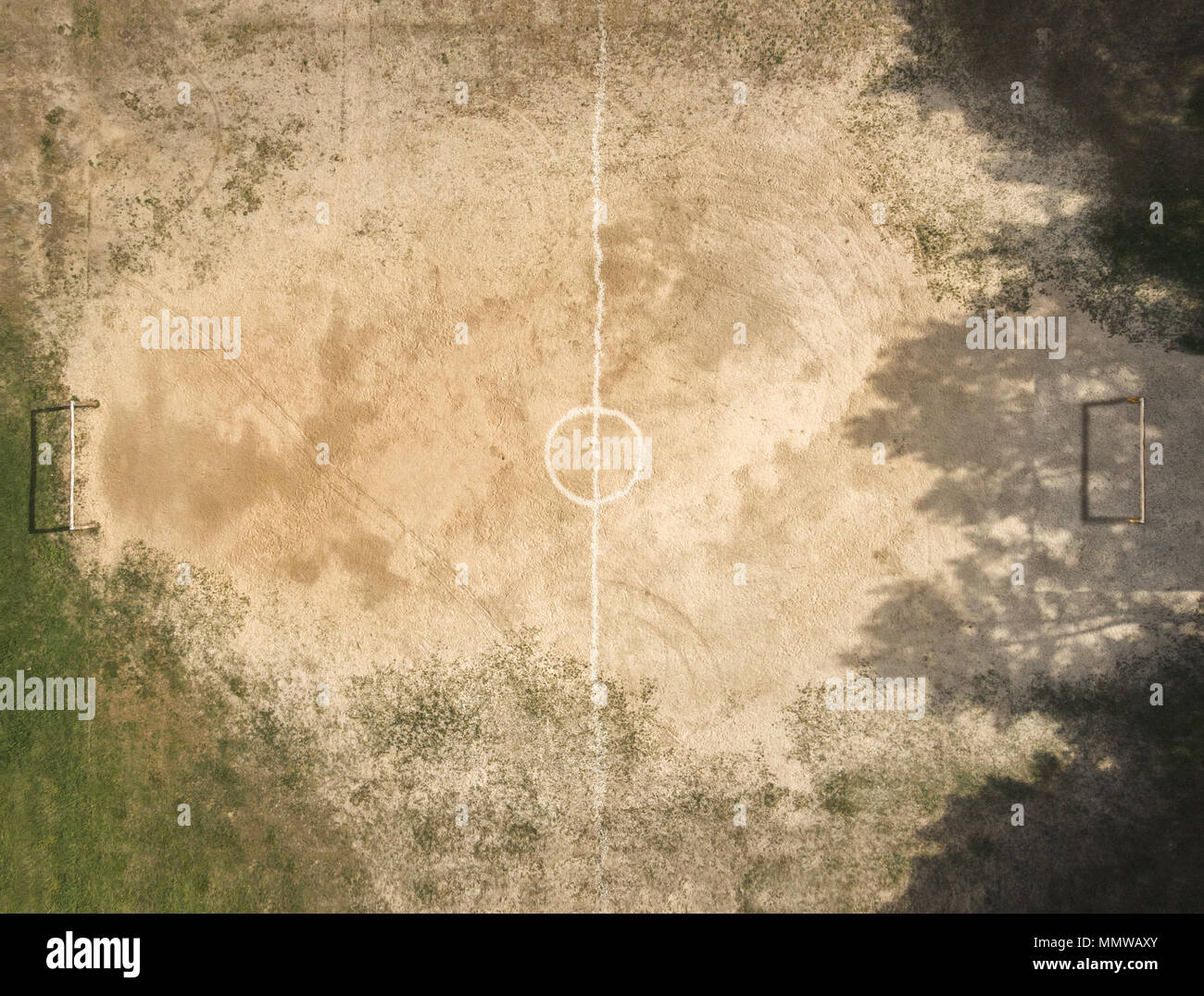 Street football field with sand and grass, top view, flat lay Stock ...