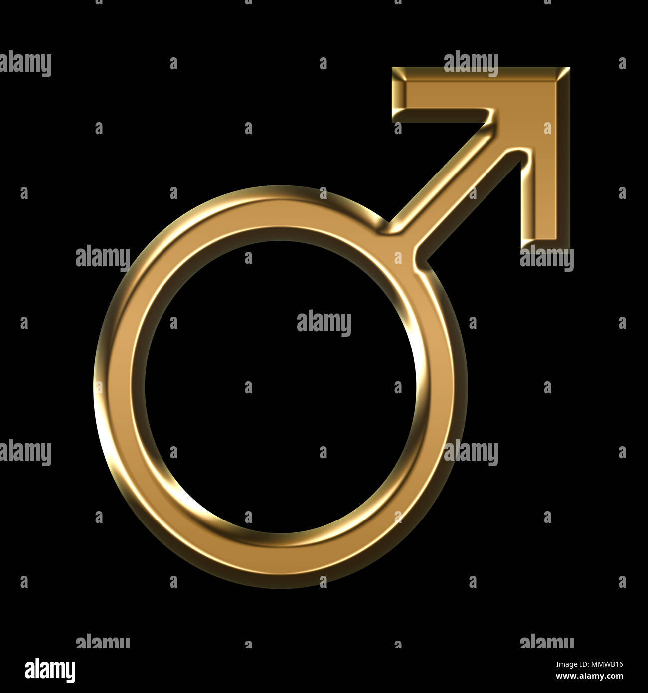 gold male symbol illustration on black background Stock Photo - Alamy