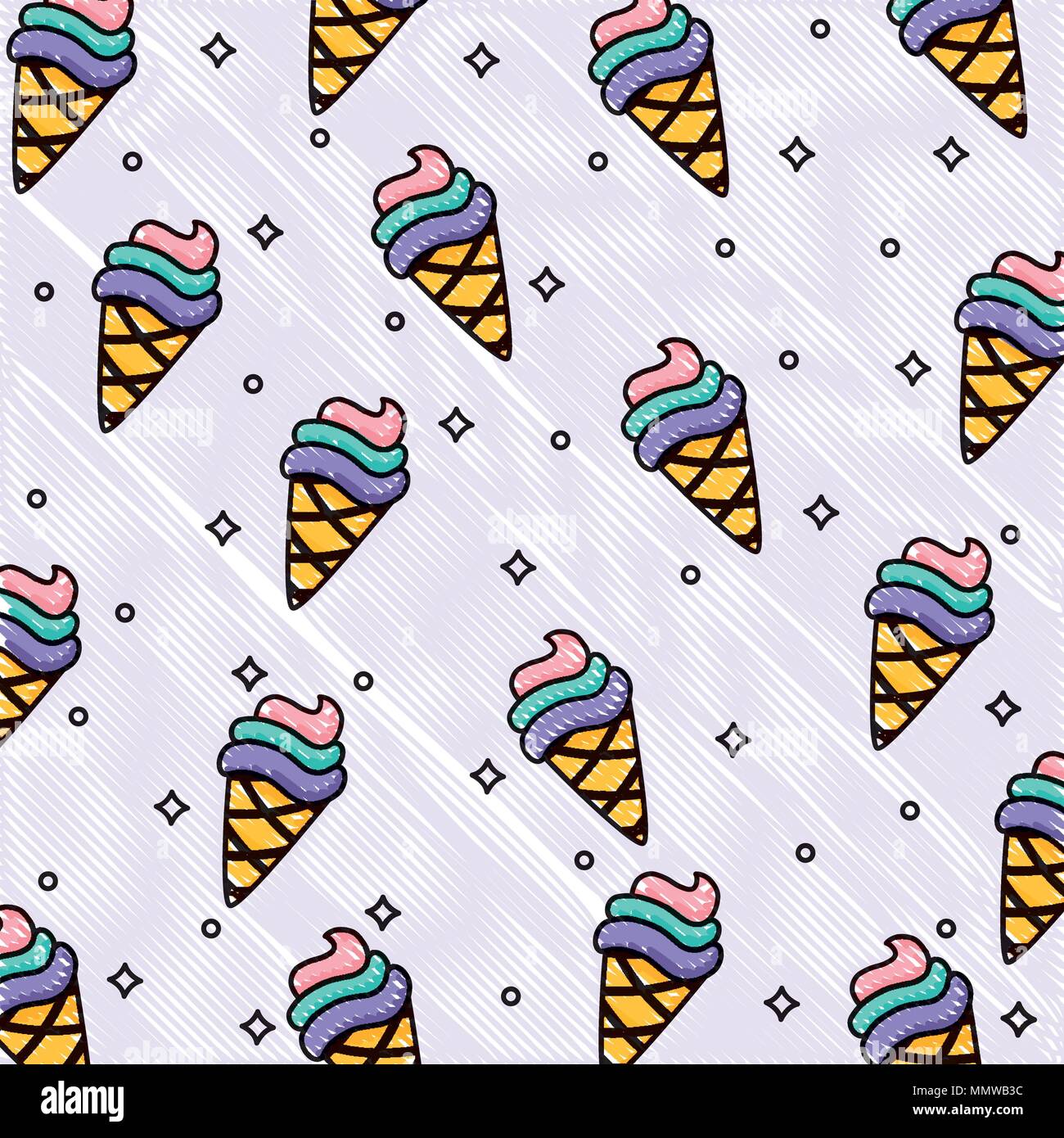 background of ice cream cones pattern, colorful design. vector ...