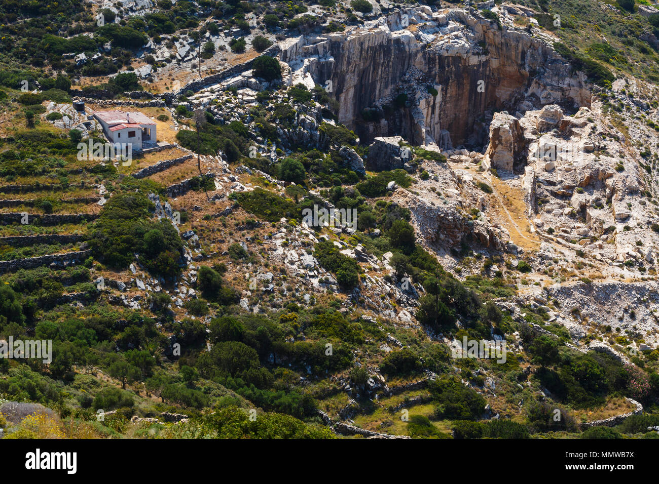 View of the ancient quary near Petrokopi beach on Fourni island, Greece ...