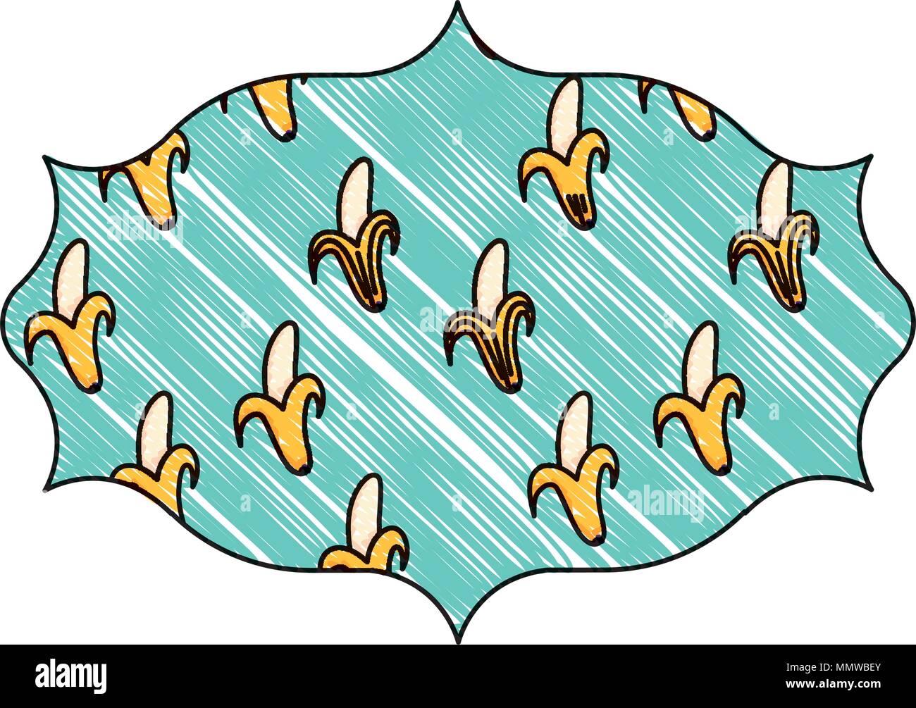 arabic frame with bananas pattern over white background, vector ...
