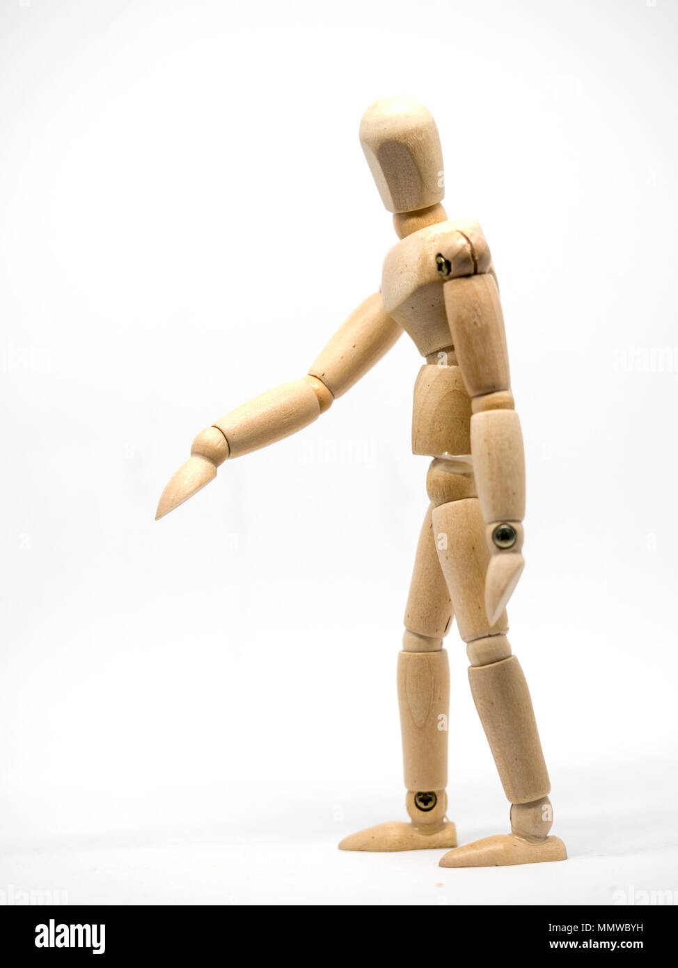 walking wooden puppet on the white background (Isolated Background ...