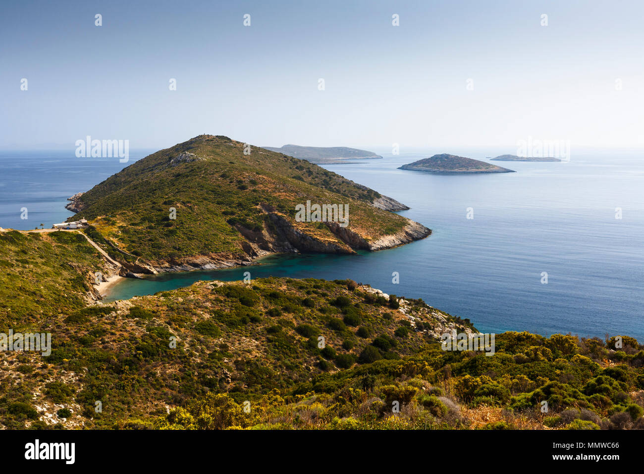 Landscape near Vlychada and Kasidi beaches on Fourni island, Greece ...