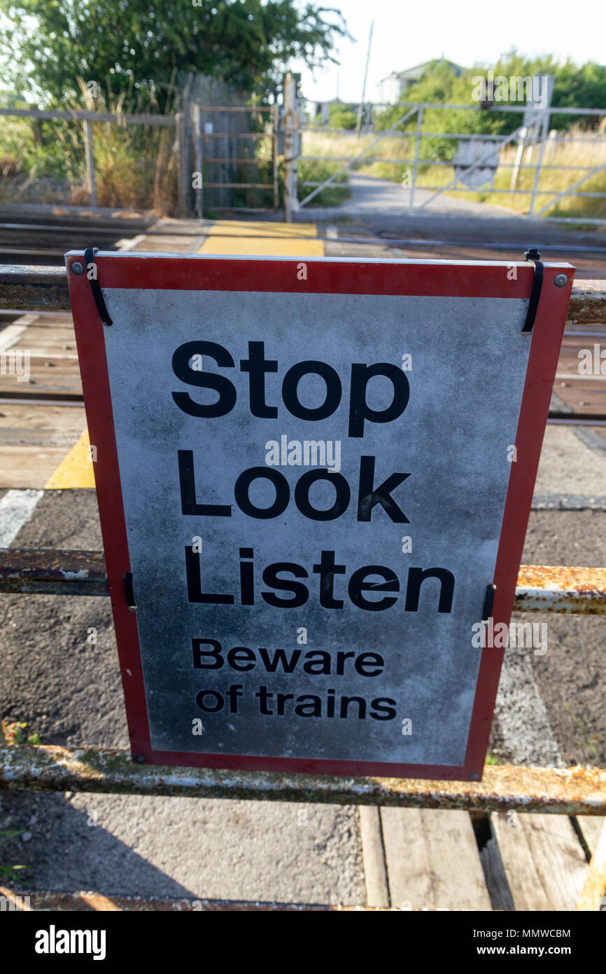 Warning sign on railway track hi-res stock photography and images - Alamy