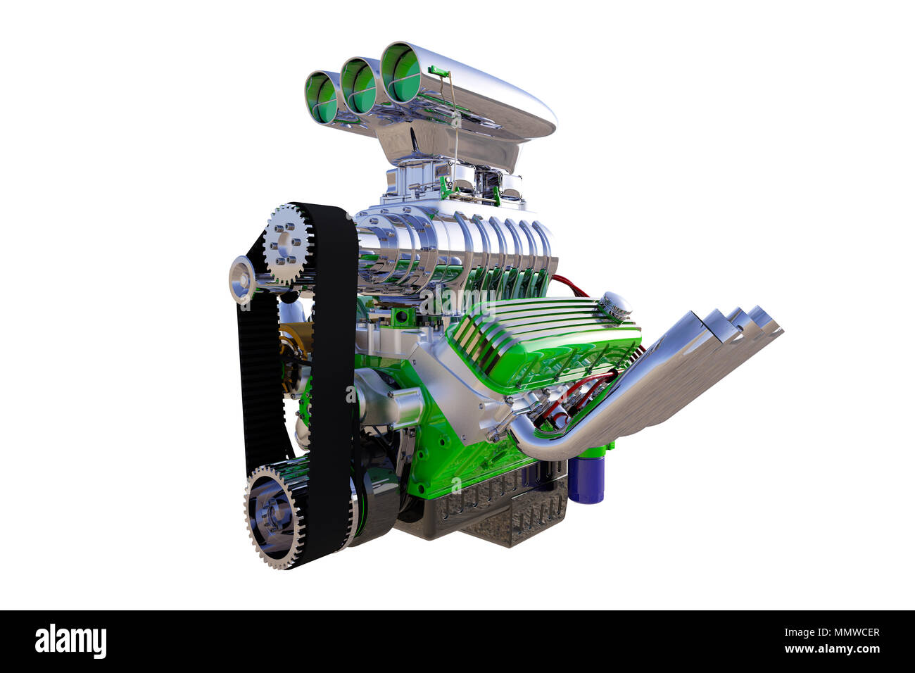Hot rod engine detailed isolated. 3D render Stock Photo - Alamy