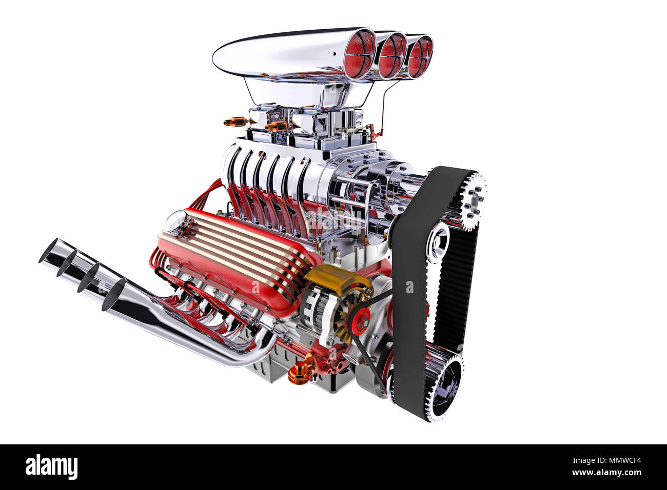Hot rod engine detailed isolated. 3D render Stock Photo - Alamy