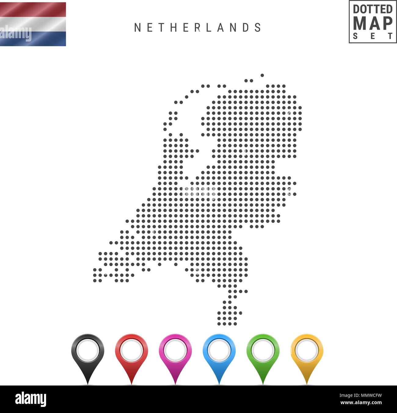 Vector Dotted Map of Netherlands. Simple Silhouette of Netherlands ...