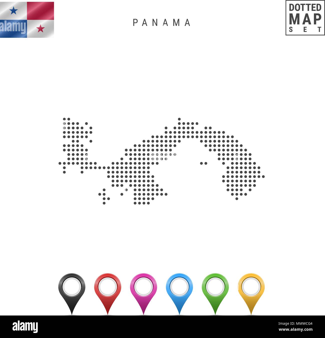 Vector Dotted Map of Panama. Simple Silhouette of Panama. The National ...