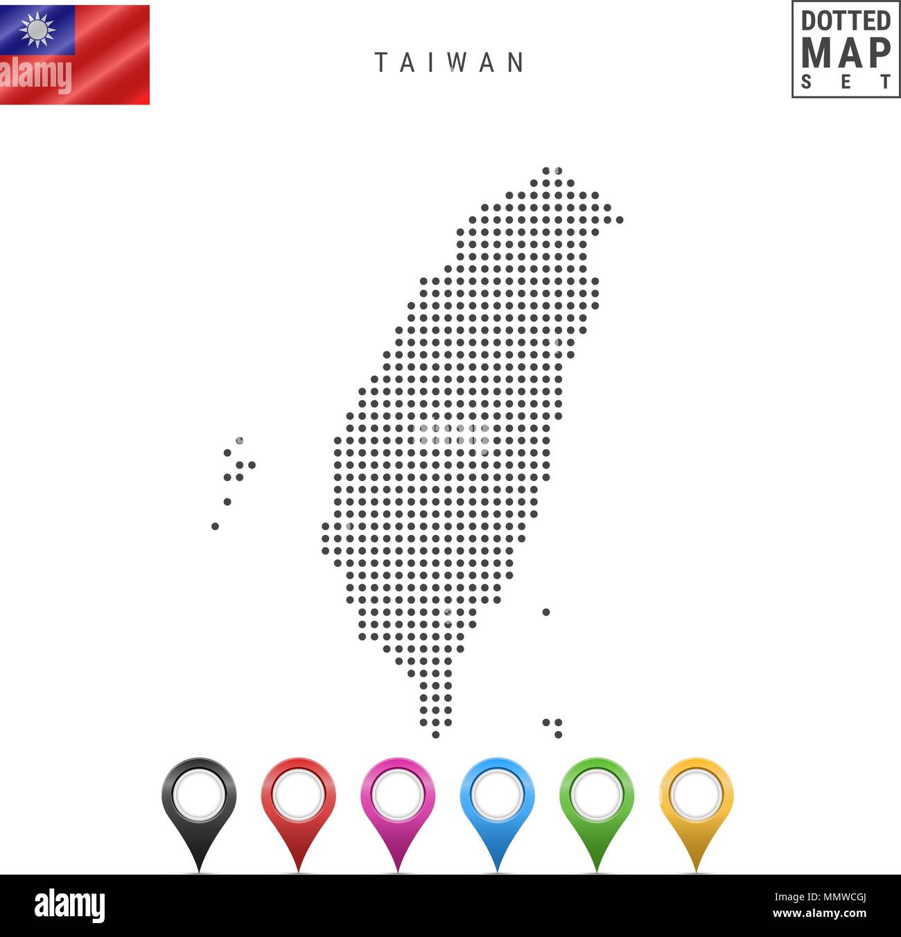 Vector Dotted Map of Taiwan. Simple Silhouette of Taiwan. The National ...