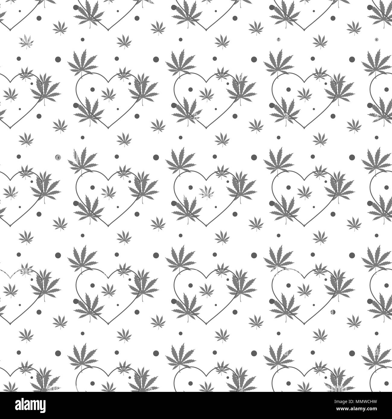 Cannabis marijuana and heart vector seamless pattern eps Stock Vector ...