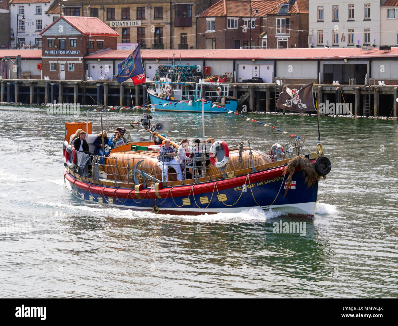 The old Whitby Lifeboat "Mary Ann Hepworth" outbound on a spring ...