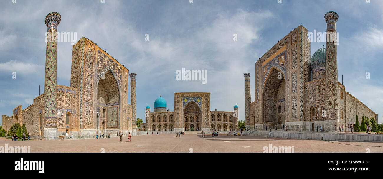 Registan Square, Samarkand Panorama, Uzbekistan Stock Photo - Alamy