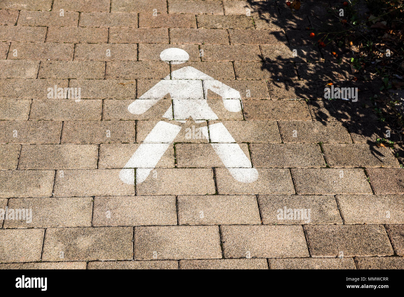 Walk sign , Walkway lane in the urban city park Stock Photo - Alamy
