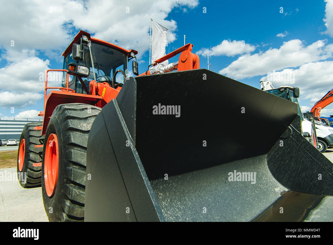 Excavator Loader Machine. Side View of Front Hoe Loader. Industrial ...