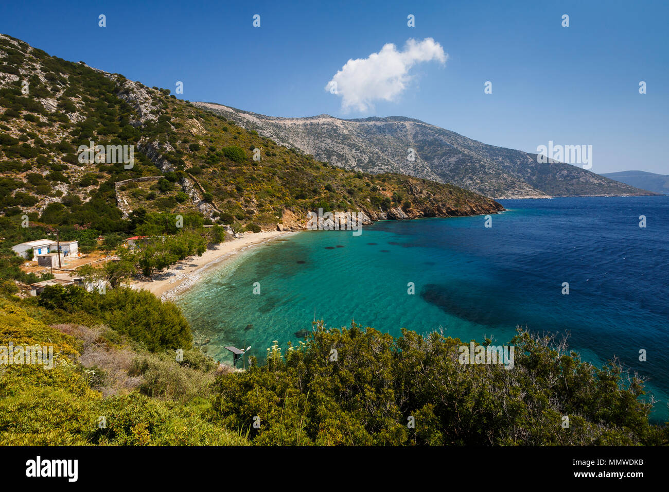 Beach on Fourni island near the village of Chrysomilia, Greece Stock ...