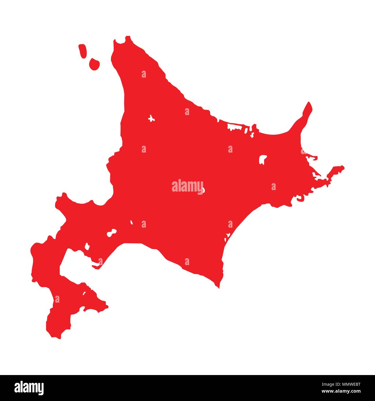 Hokkaido vector illustration. Hokkaido island and prefecture map ...