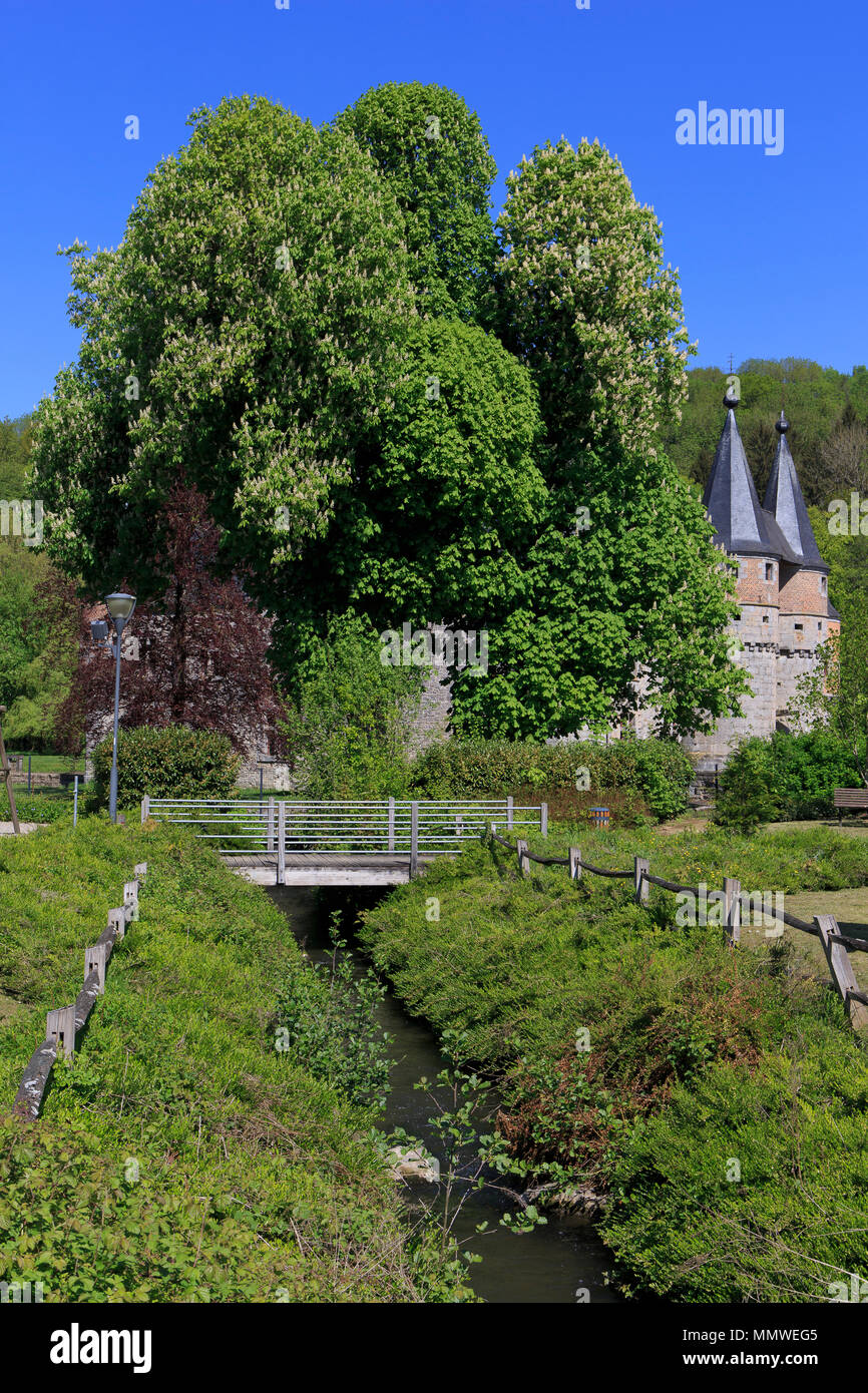 The medieval castle of Spontin (12th-16th centuries) in Yvoir, Belgium ...