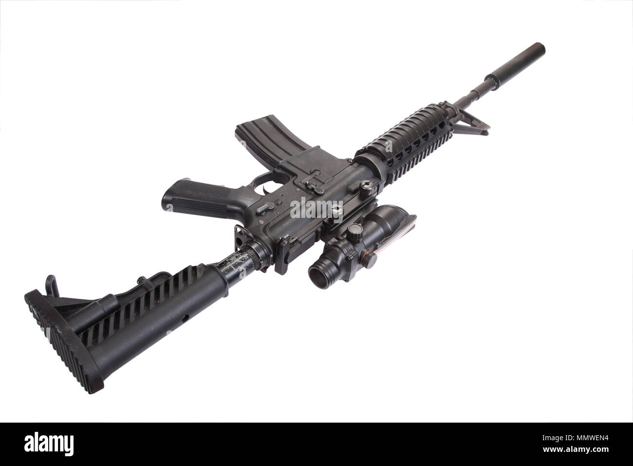 m4 carbine with silencer isolated on a white background Stock Photo - Alamy