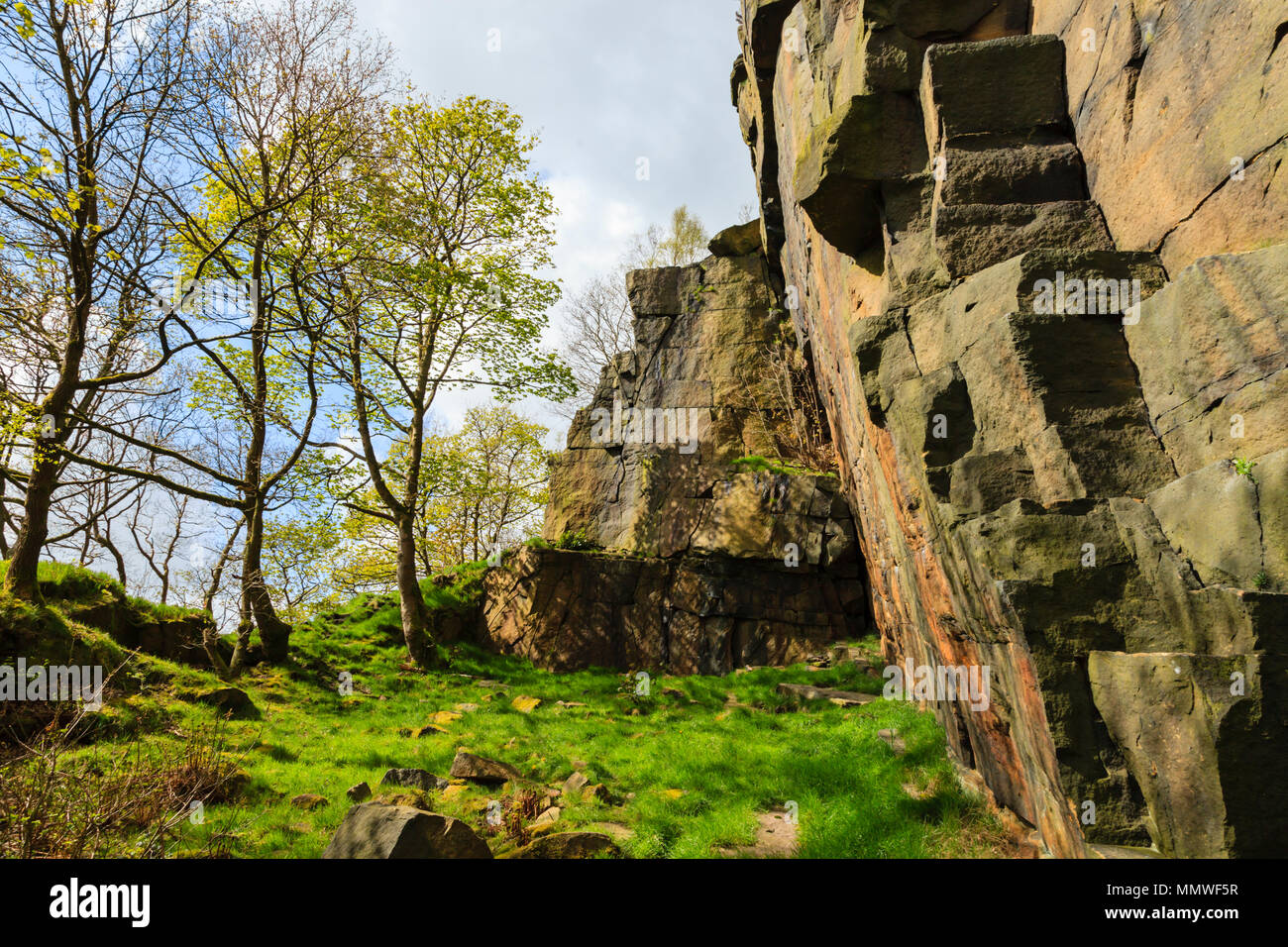 Heptonstall Quarry, known as Hell Hole, popular climbing and bouldering ...