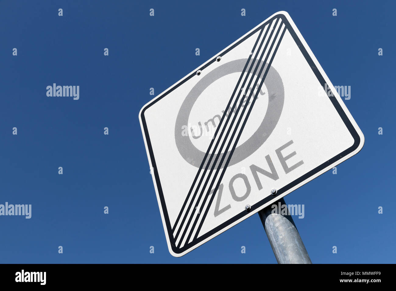 German road sign: end of a low-emission zone Stock Photo - Alamy