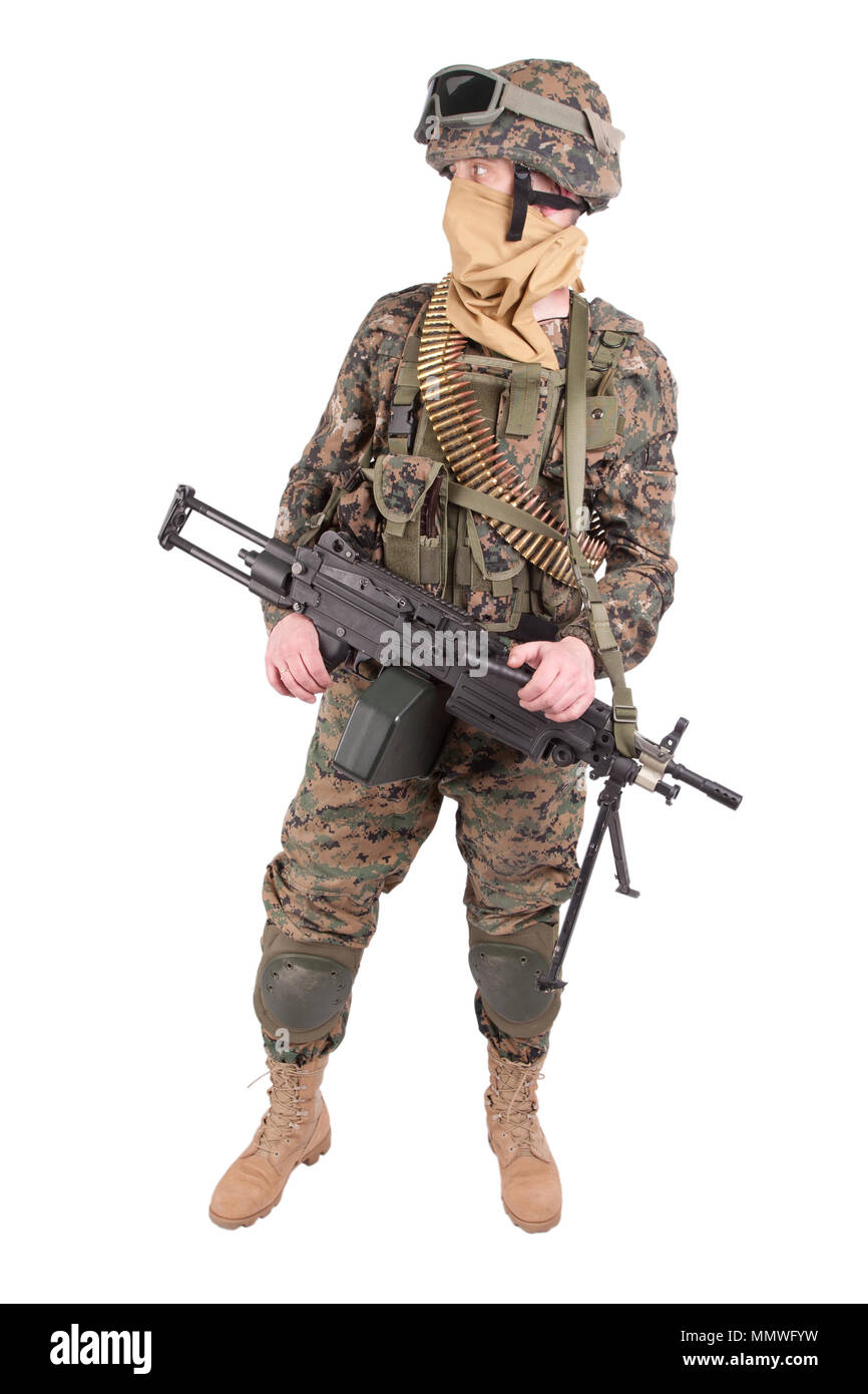 US MARINES with M249 machine gun Stock Photo - Alamy