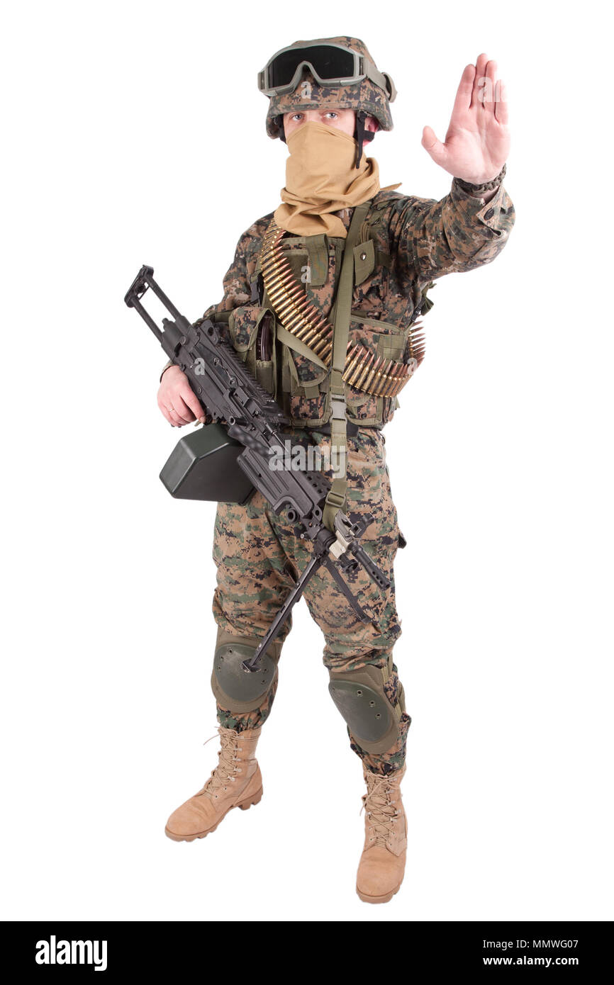 US MARINES with M249 machine gun Stock Photo - Alamy