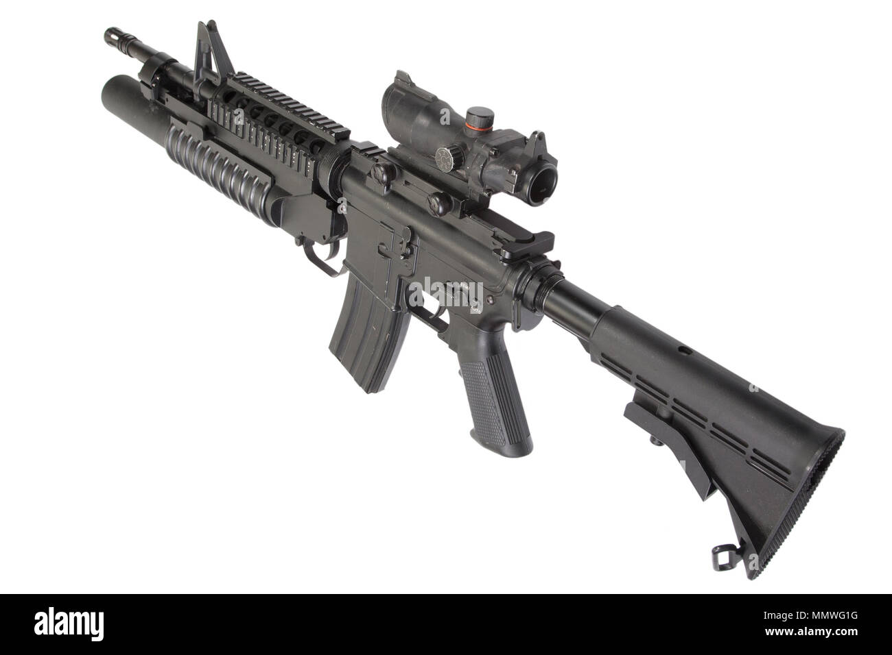 An M4A1 carbine equipped with an M203 grenade launcher Stock Photo - Alamy
