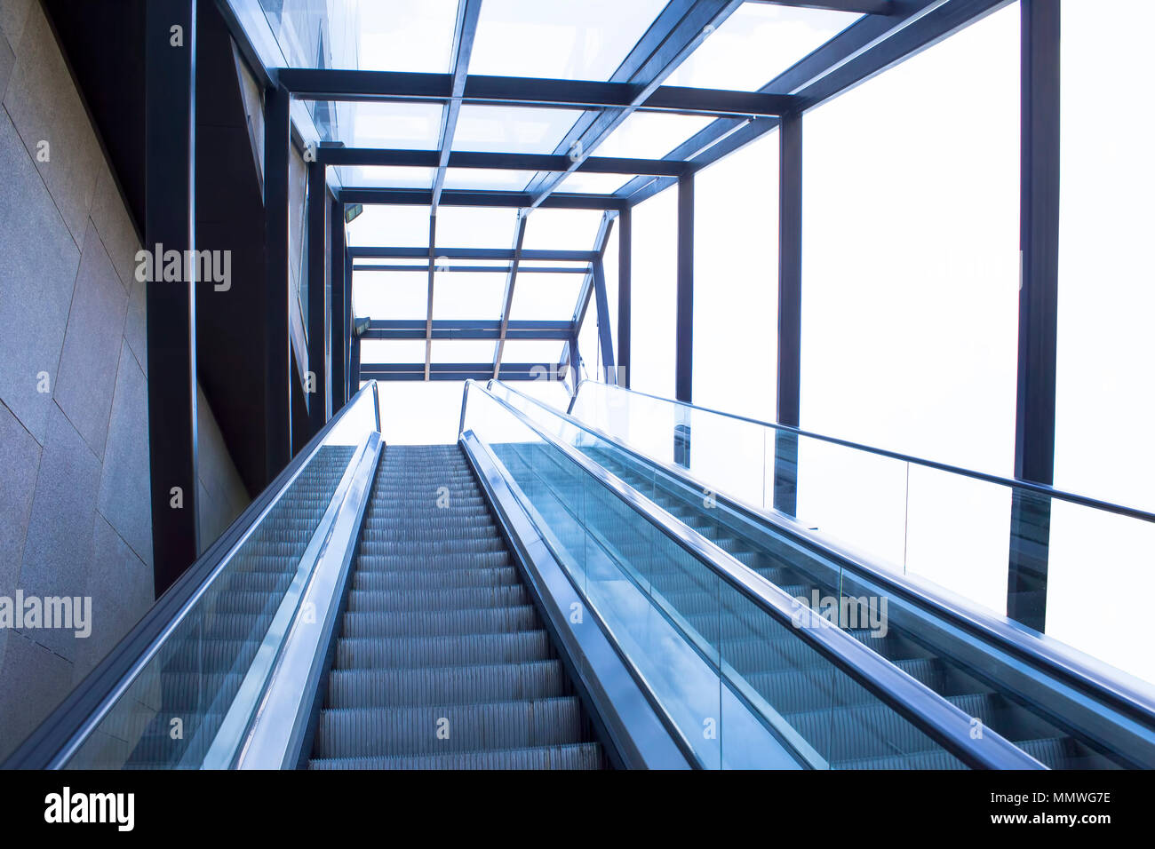 modern escalators to the office building Stock Photo - Alamy