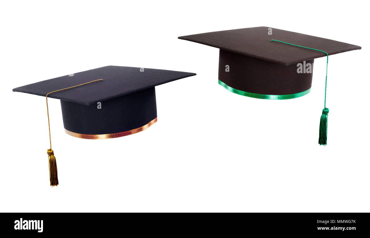 set of graduation cap isolated on white background Stock Photo - Alamy