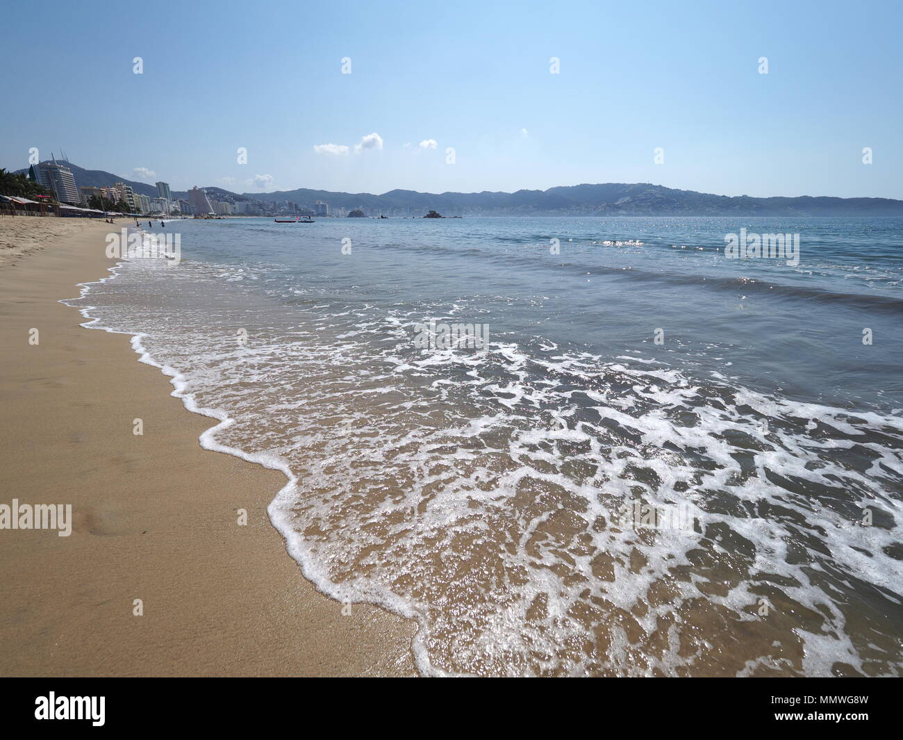 Great colorful mexican landscapes of sandy beach at bay of ACAPULCO ...