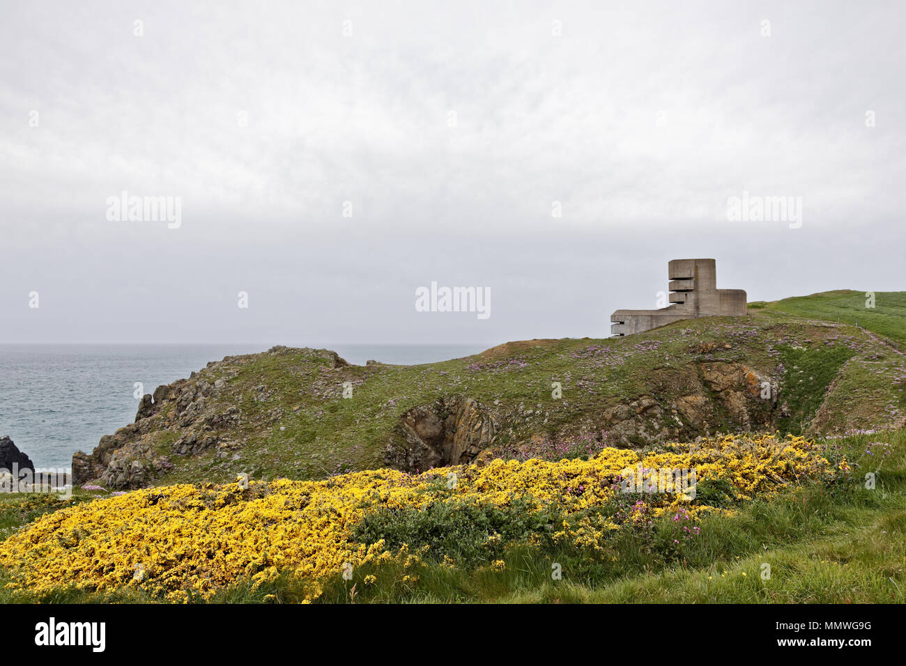 Viewed from the cliff walk the WW2 German naval range-finding ...