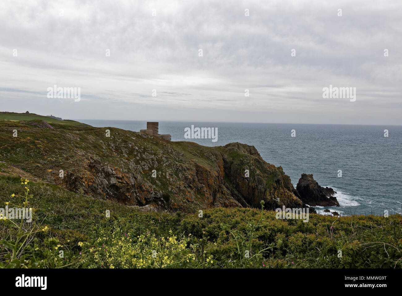 Viewed from the cliff path the WW2 German naval range-finding ...