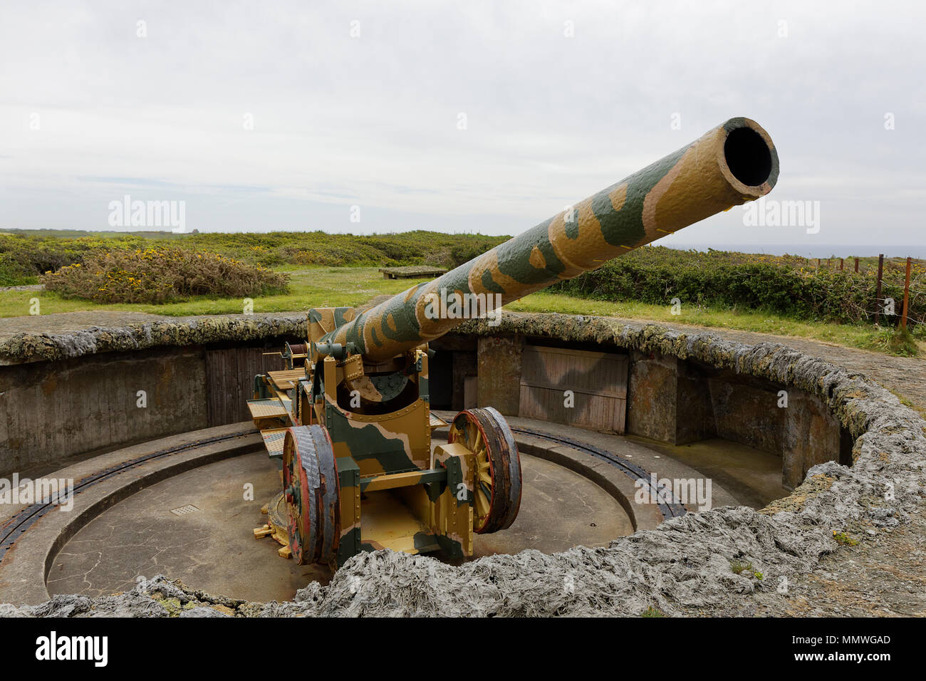Captured French 22cm gun of a type originally used in Battery Dollmann ...