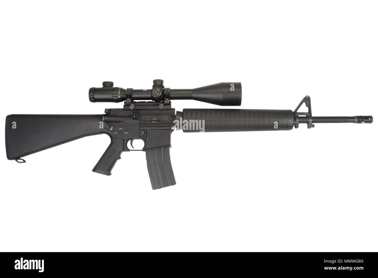 m16 rifle with telescopic sight isolated on a white background Stock ...
