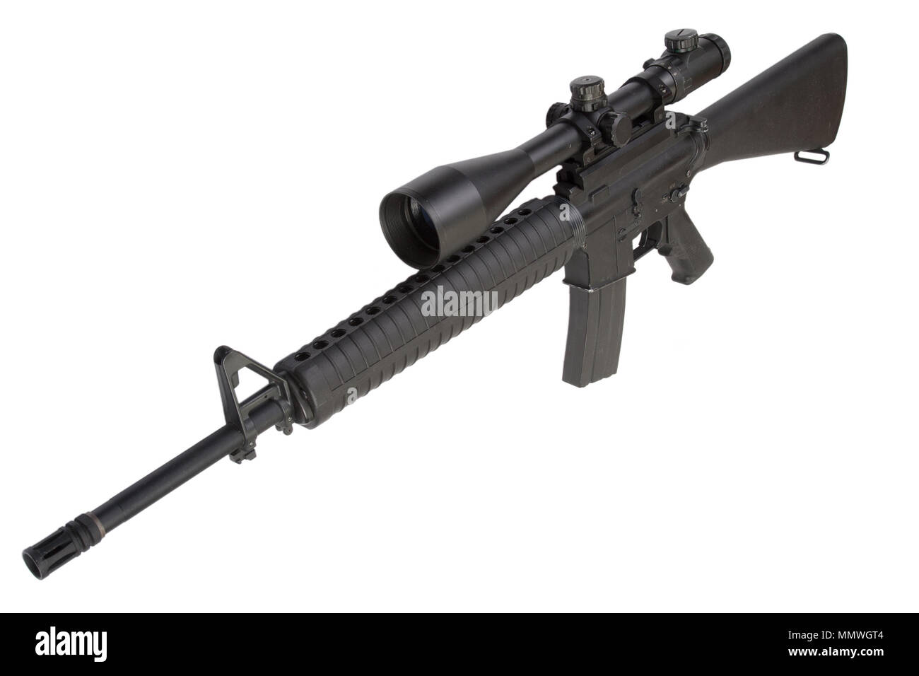 m16 rifle with telescopic sight isolated on a white background Stock ...