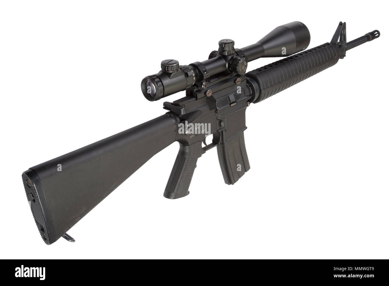m16 rifle with telescopic sight isolated on a white background Stock ...